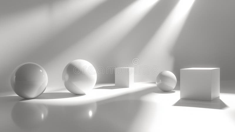 Floating Geometric Objects in 3D Space with Pastel Backdrop and ...