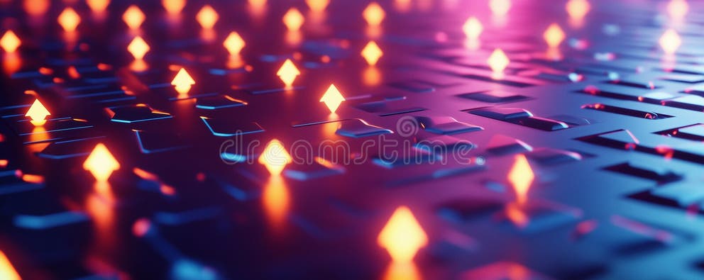 Floating Geometric Patterns with Glowing Arrows Showcase Vibrant Design ...