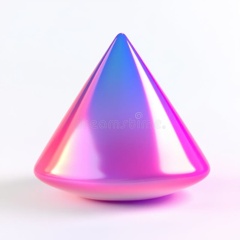 Floating Geometric Pyramid Featuring Vibrant Gradient Colors on a Plain ...