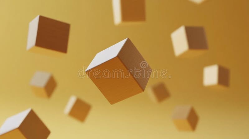 Floating Geometric Shapes Against a Warm Yellow Background Create a ...