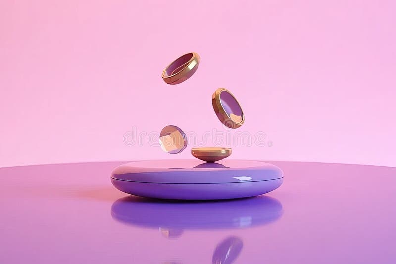 Floating Geometric Shapes on a Purple Platform a Stunning 3D Render of ...