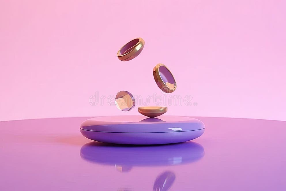 Floating Geometric Shapes on a Purple Platform a Stunning 3D Render of ...