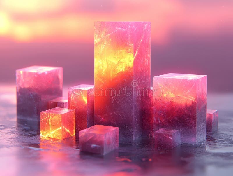 Floating Geometric Shapes and Radiant Lines Converge into Central ...