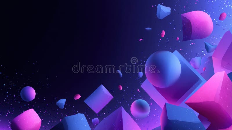 Floating Geometric Shapes of Spheres and Cubes Present a Modern ...