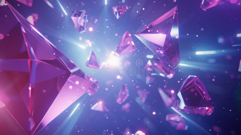 Floating Geometric Shapes in Vibrant Space Environment Stock ...