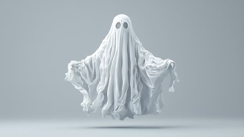 A Floating Ghost Figure Representing Halloween and Spooky Themes Stock ...
