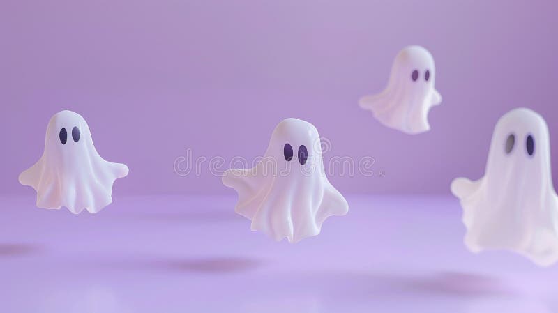 Floating Ghost Figures Create Whimsical Halloween Atmosphere. Stock ...