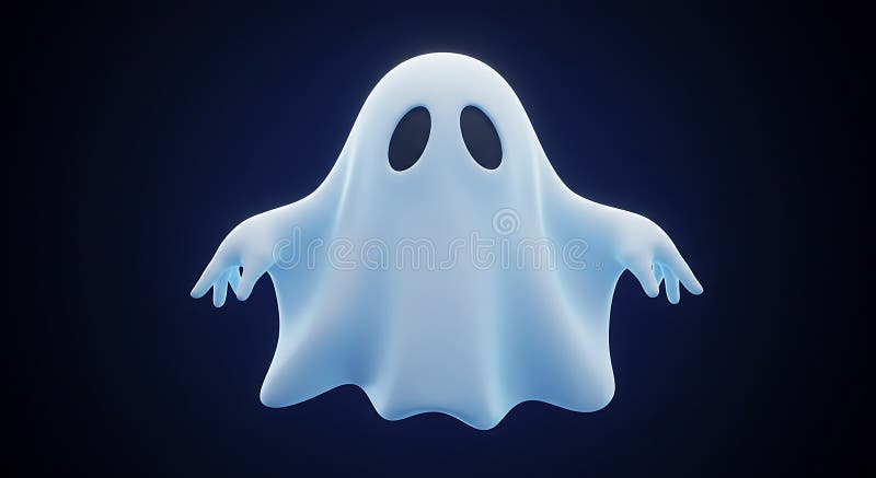 Floating Ghost Render Against Dark Background Stock Illustration ...