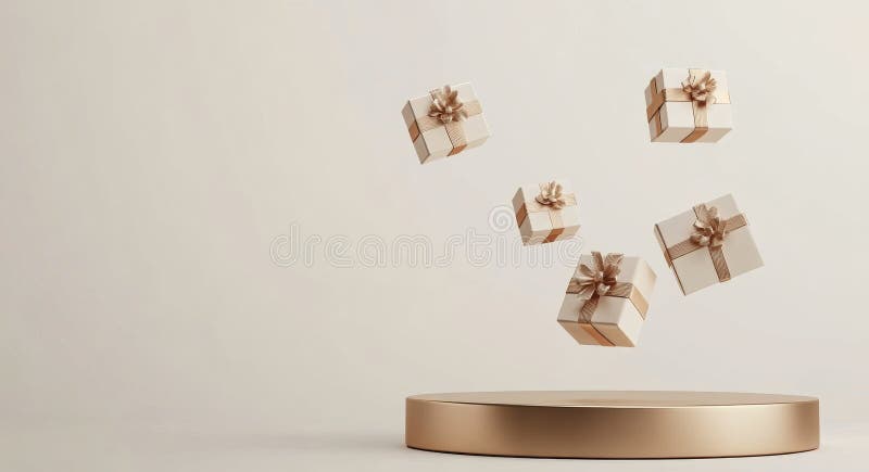 Floating Gift Boxes in an Elegant Display on a Simple Circular Stand ...