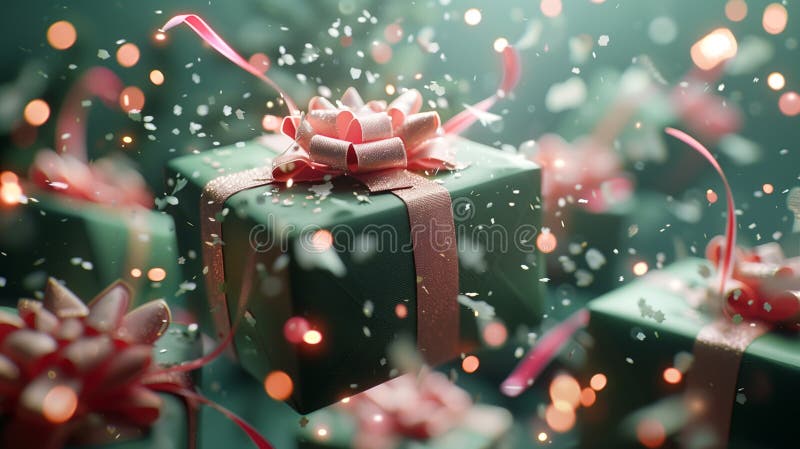 Floating Gift Boxes with Festive Sparkles Stock Illustration ...