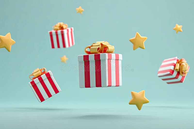 Floating Gifts and Stars stock illustration. Illustration of simple ...