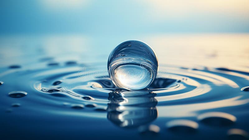 Floating Glass Ball in a Clear Blue Body of Water Stock Illustration ...