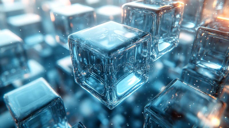 Floating Glass Blocks stock illustration. Illustration of scientific ...