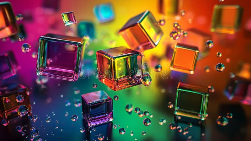 Floating Glass Cubes Vibrant Rainbow Colors Stock Photos - Free ...