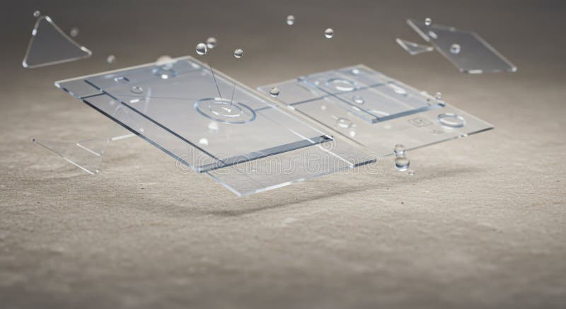 Floating Glass Fragments on Grey Surface Stock Illustration ...