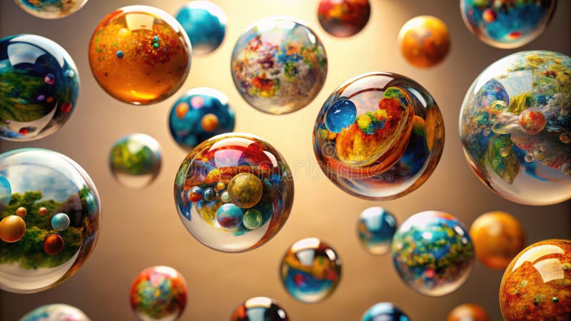 Floating Glass Orbs with Colorful Landscapes and Patterns Create ...