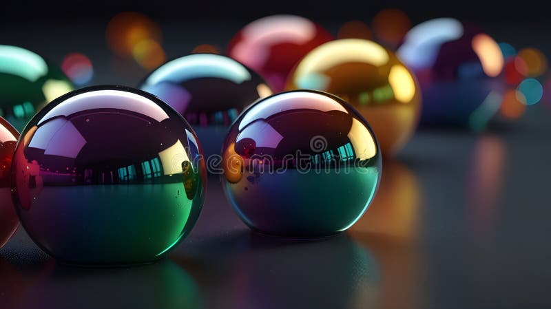 Floating Glass Spheres with Reflections of Rainbow Lights Stock ...