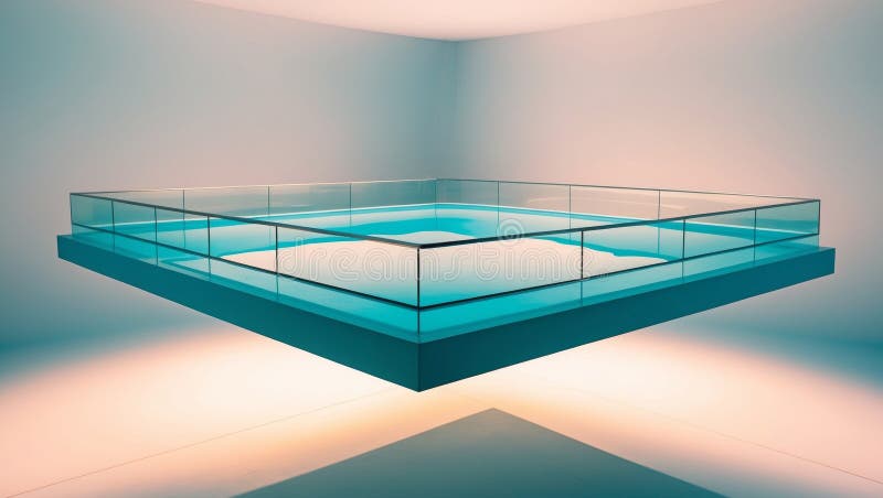 Floating Glass Terrace with Cavernous Interiors. Stock Photo - Image of ...