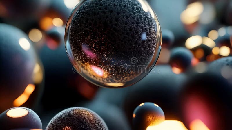 Floating Glossy Black Sphere with Textured Surface Stock Footage ...