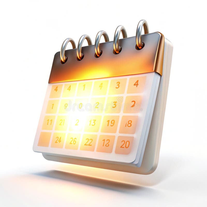 Floating Glowing Calendar with Flipping Dates Stock Illustration ...