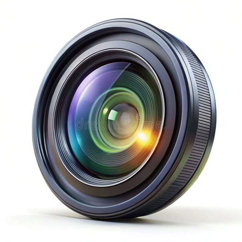 Floating Glowing Camera Lens with Rotating Aperture Stock Illustration ...