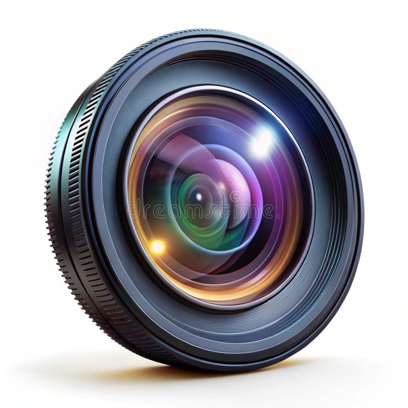 Floating Glowing Camera Lens with Rotating Aperture Stock Illustration ...