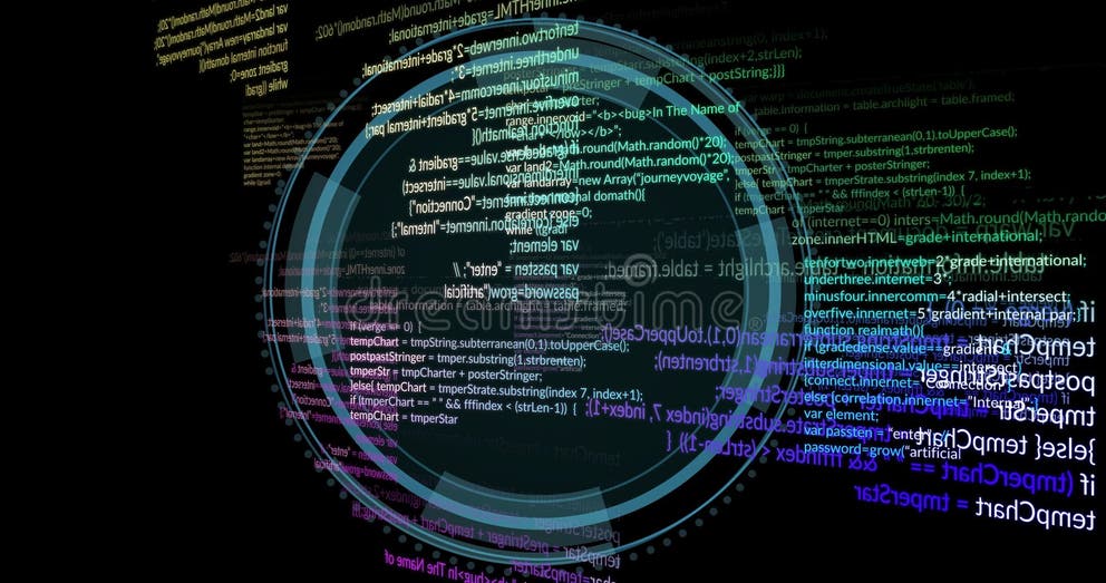 Floating Glowing Circular HUD Interface with Rings and Nodes in Void ...