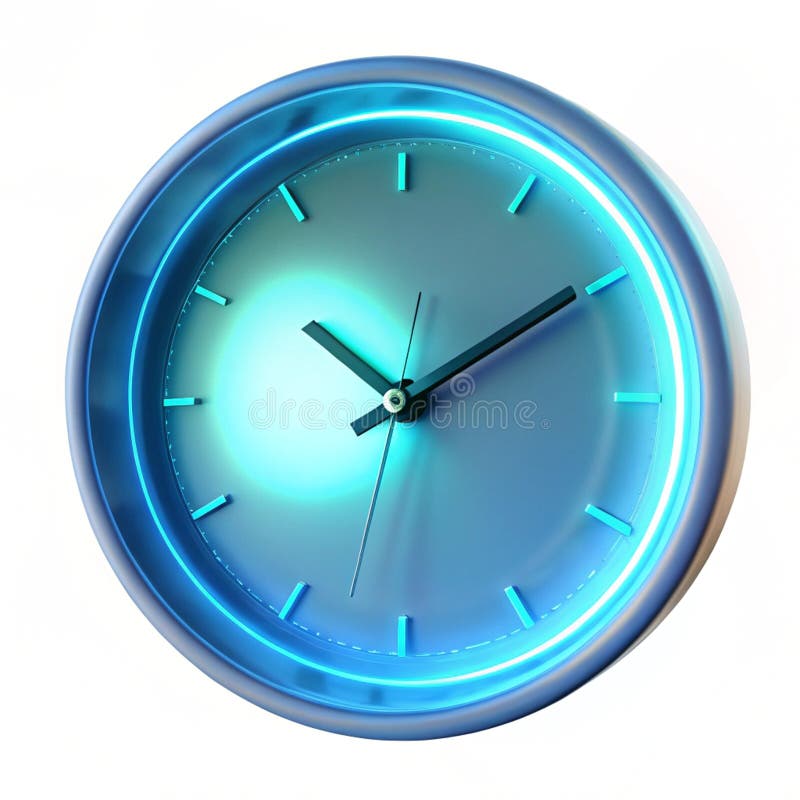 Floating Glowing Clock with Animated Hands Stock Illustration ...