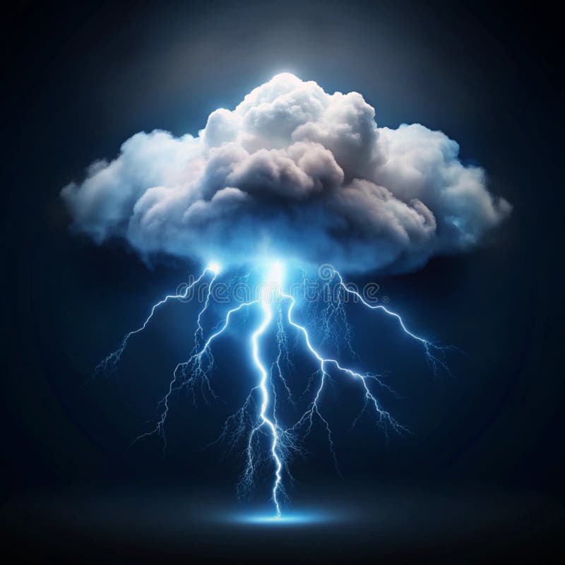 Floating Glowing Cloud with Animated Lightning Effect Stock ...