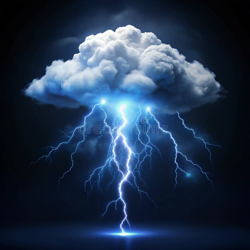 Floating Glowing Cloud with Animated Lightning Strikes Stock ...