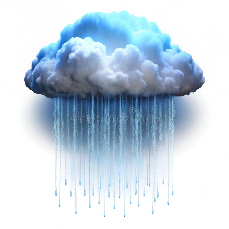 Floating Glowing Cloud with Animated Rain Stock Illustration ...