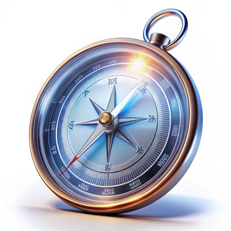 Floating Glowing Compass with Transparent Rotating Needle Stock ...