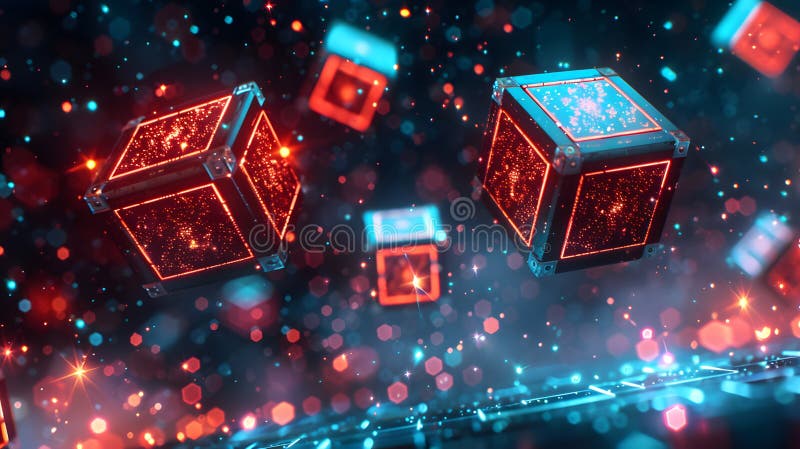 Quantum Cubescape stock illustration. Illustration of innovation ...