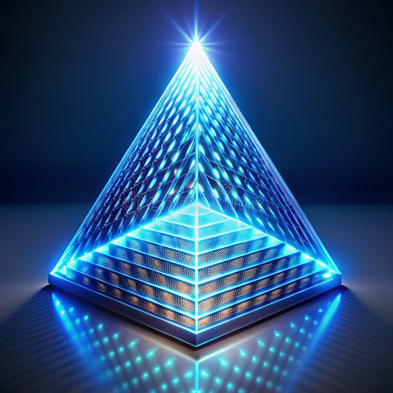 Floating Glowing 3D Pyramid with Animated Light Pattern Stock ...
