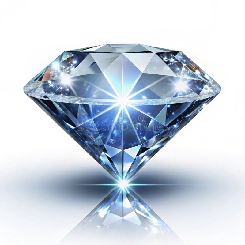 Floating Glowing Diamond with Rotating Sparkles Stock Illustration ...