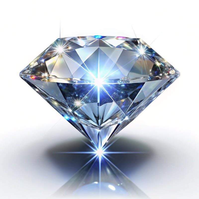 Floating Glowing Diamond with Rotating Sparkles Stock Illustration ...