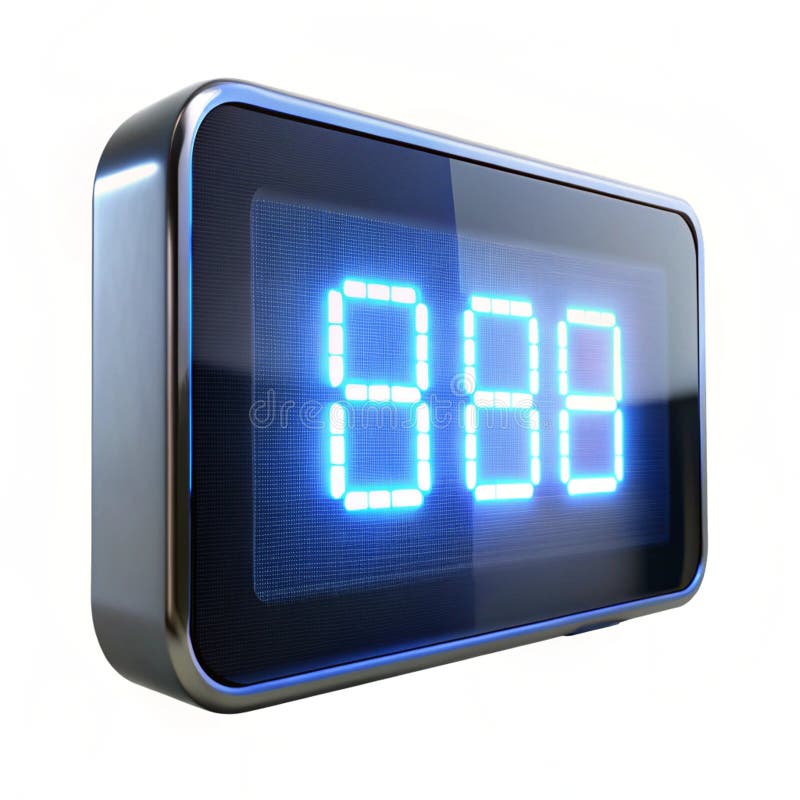 Floating Glowing Digital Clock with Animated Time Stock Illustration ...