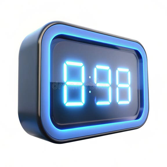 Floating Glowing Digital Clock with Animated Time Stock Illustration ...