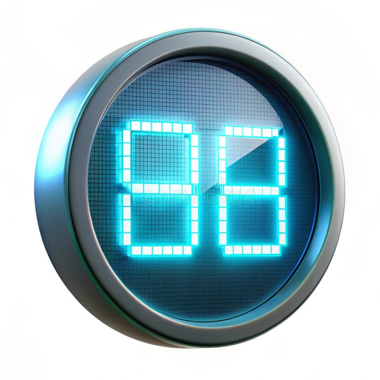 Floating Glowing Digital Clock with Animated Time Stock Illustration ...