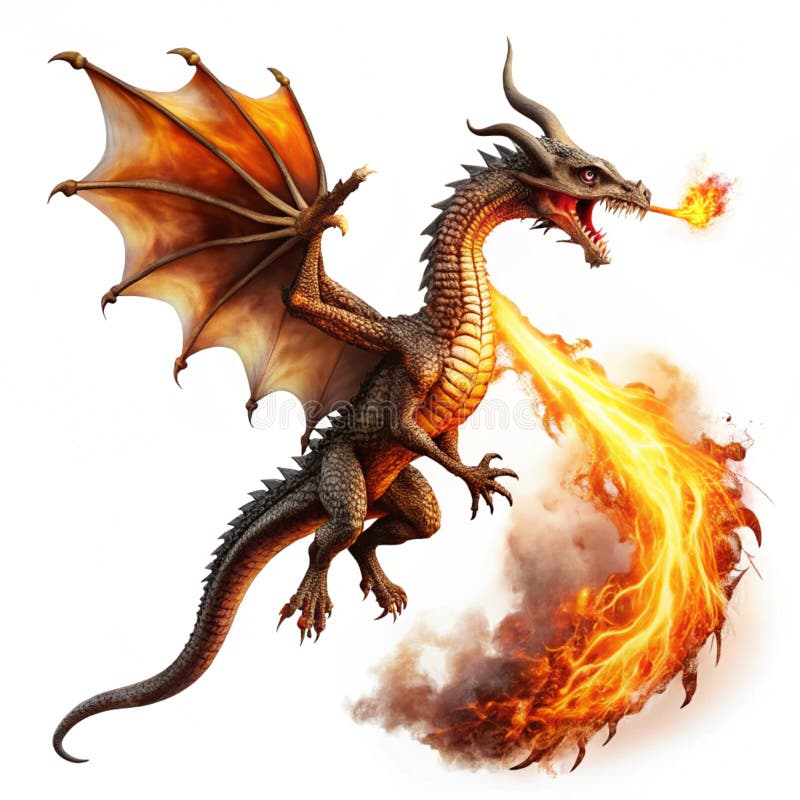 Floating Glowing Dragon with Rotating Fire Blast Stock Illustration ...