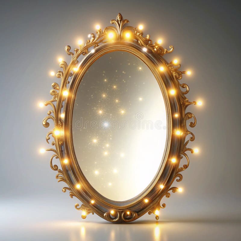 Floating Glowing Enchanted Mirror with Animated Reflections Stock ...
