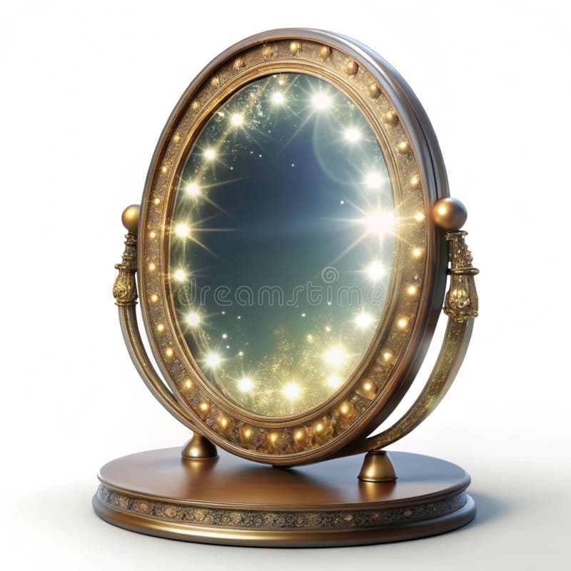 Floating Glowing Enchanted Mirror with Rotating Reflection Stock ...