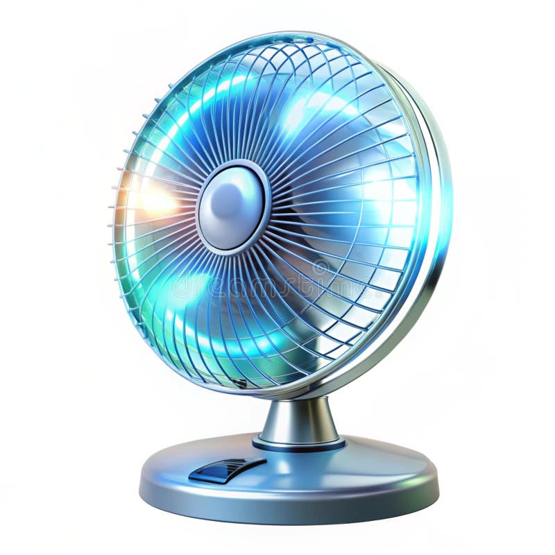 Floating Glowing Fan with Rotating Blades and Breeze Effect Stock ...
