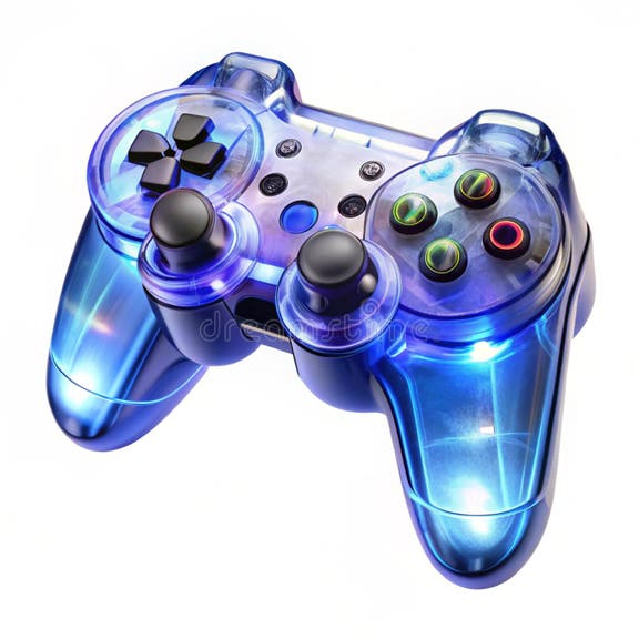 Floating Glowing Game Controller with Rotating Analog Sticks Stock Illustration - Illustration ...