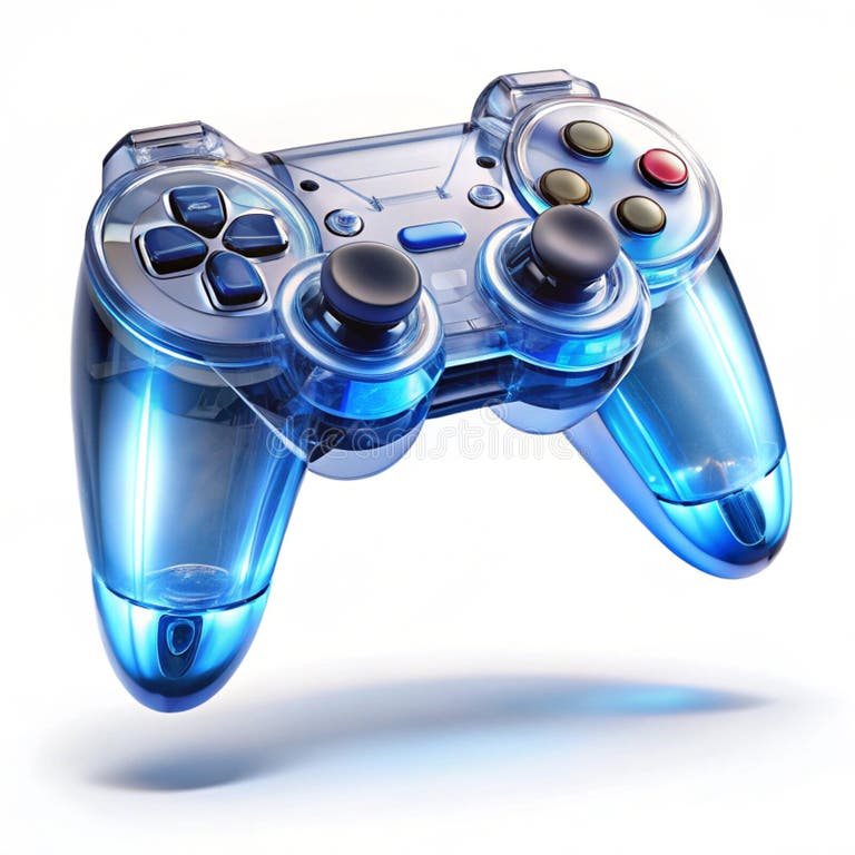 Floating Glowing Game Controller with Rotating Analog Sticks Stock ...