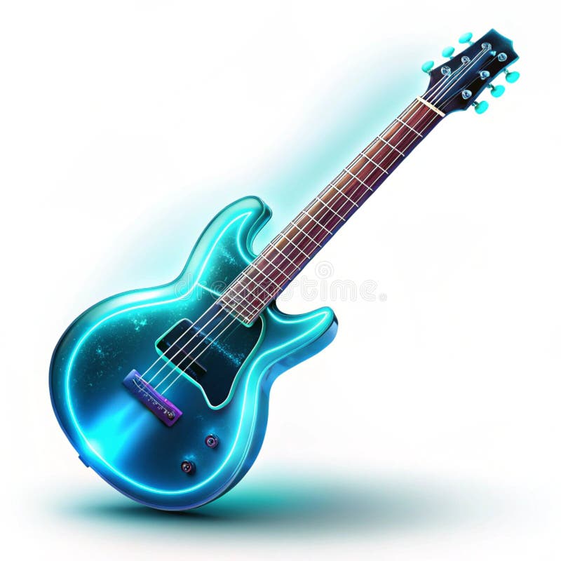 Floating Glowing Guitar with Animated String Plucking Stock ...