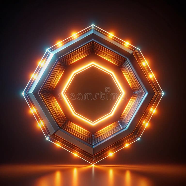 Floating Glowing Hexagonal Shape with Animated Movements Stock ...
