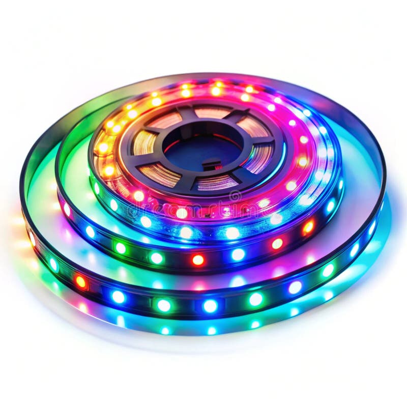 Floating Glowing LED Strip with Rotating Colors Stock Illustration ...