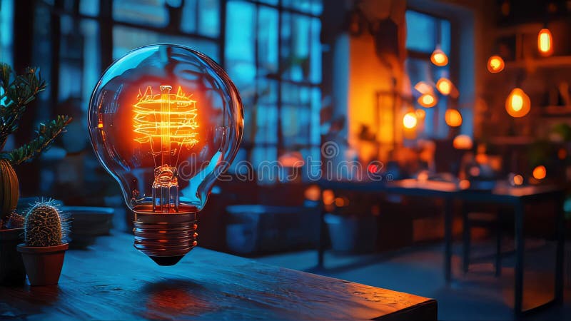 Floating Glowing Light Bulb Over a Laptop, Symbolizing Creative Ideas ...