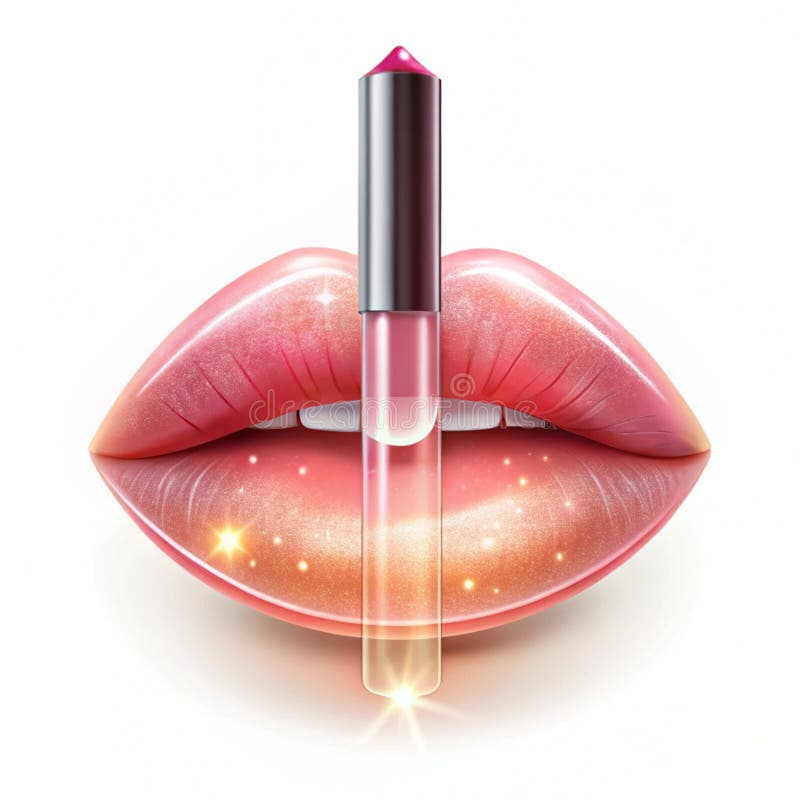 Floating Glowing Lip Gloss with Animated Shine Effect Stock ...